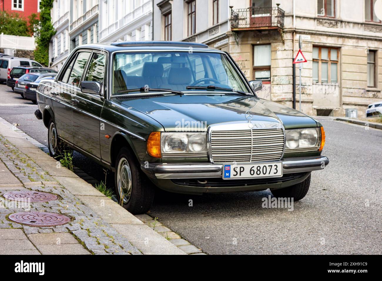 BERGEN, NORWAY - AUGUST 11, 2016: Legendary green Mercedes-Benz W123 ...