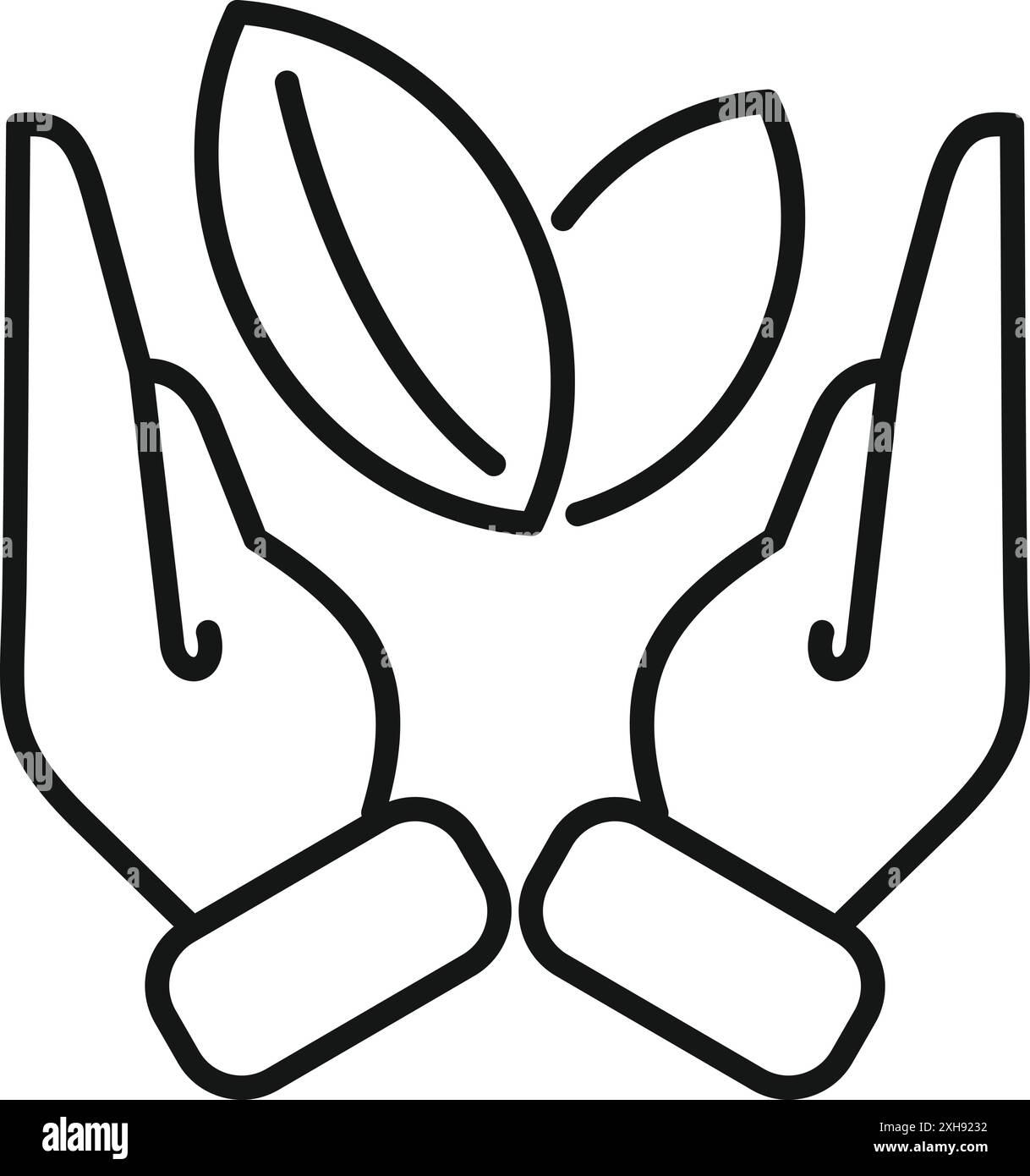 Line drawing of two hands holding growing leaves symbolizing ...