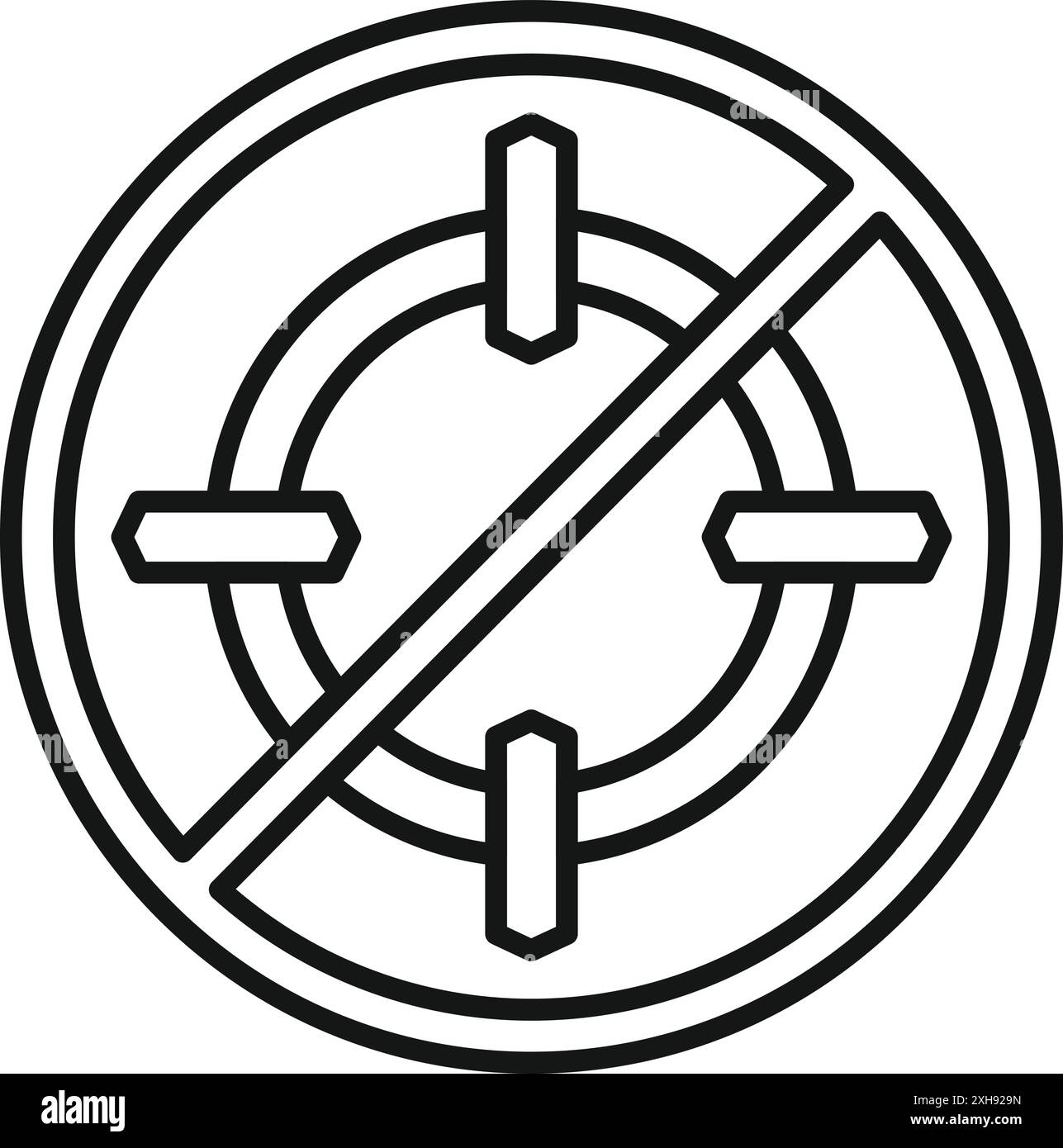 Simple Icon Is Depicting A Target With A Diagonal Line Through It Symbolizing A Ban Or