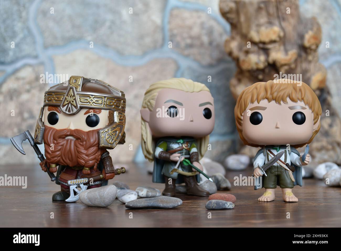 Funko Pop action figures of Gimli dwarf, elf Legolas and Sam hobbit ...