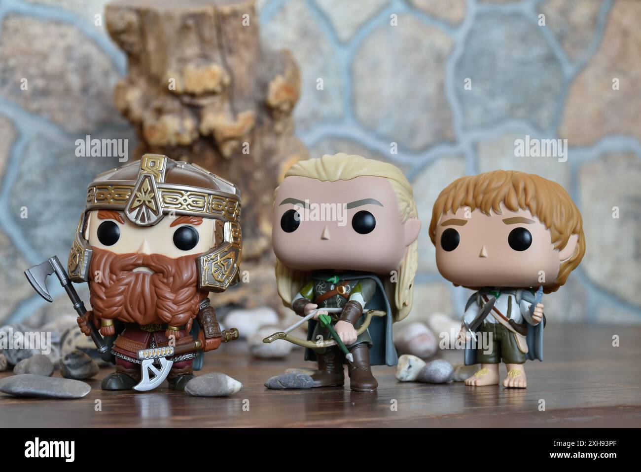 Funko Pop action figures of Gimli dwarf, elf Legolas and Sam hobbit ...