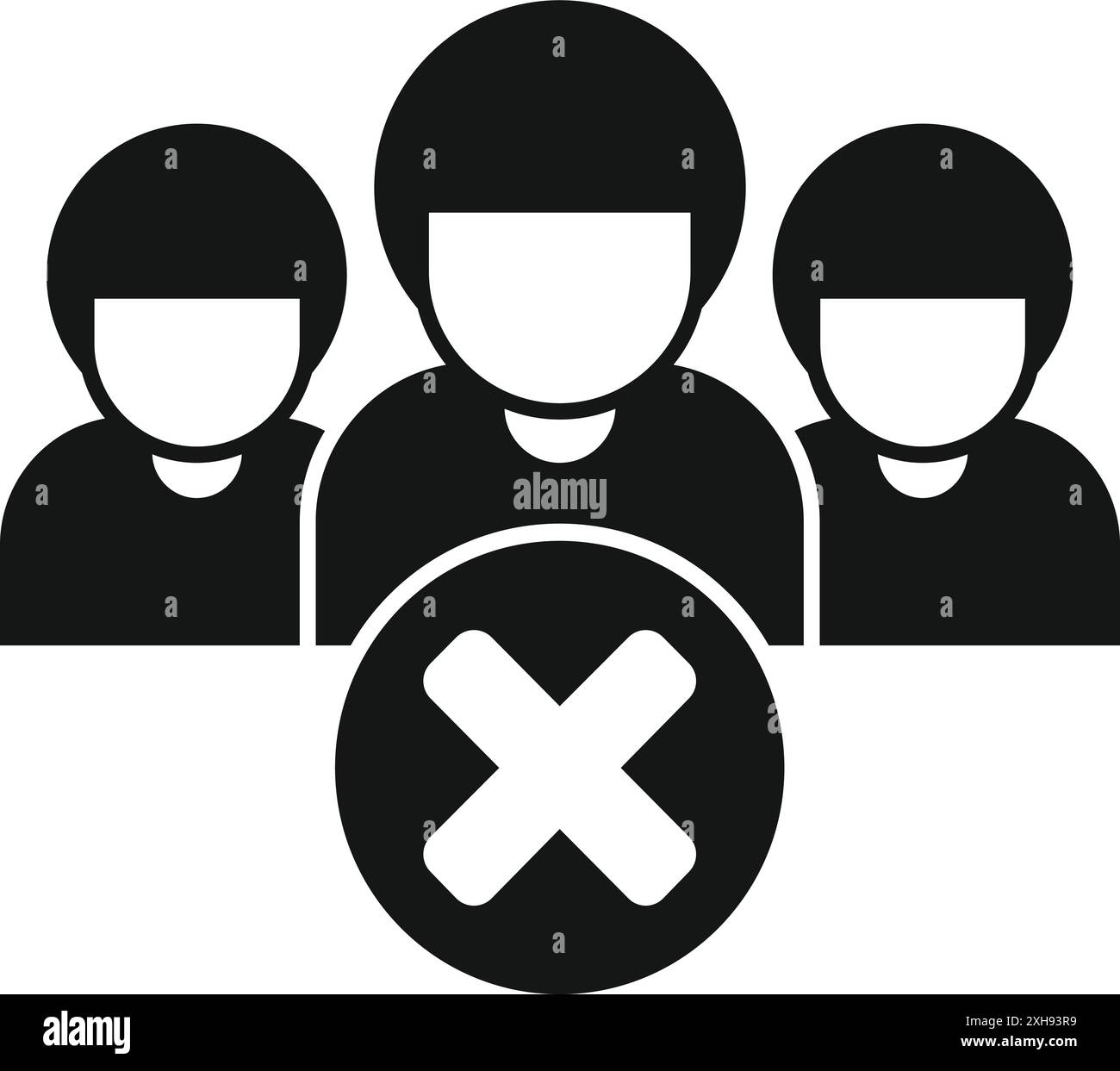 Simple icon representing the concept of access denied to a group of ...