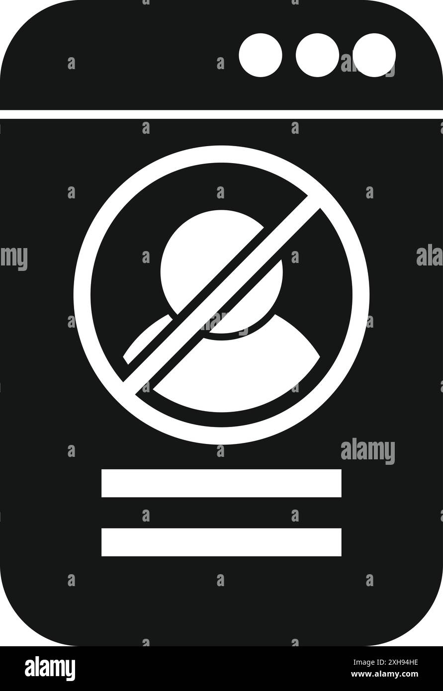 Simple black and white icon of a smartphone showing a user account ...