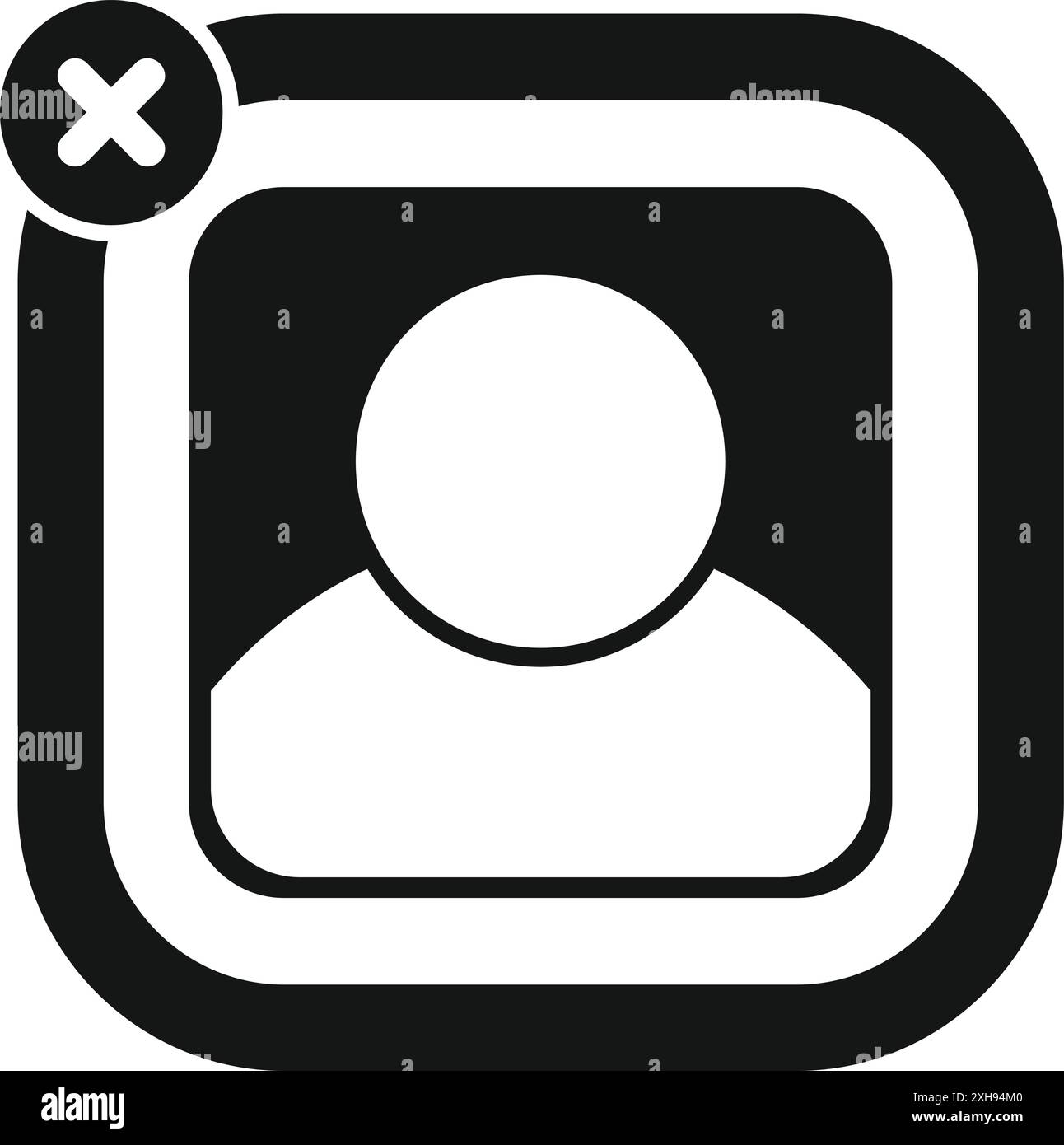 Black and white icon of a user profile being removed from a digital ...