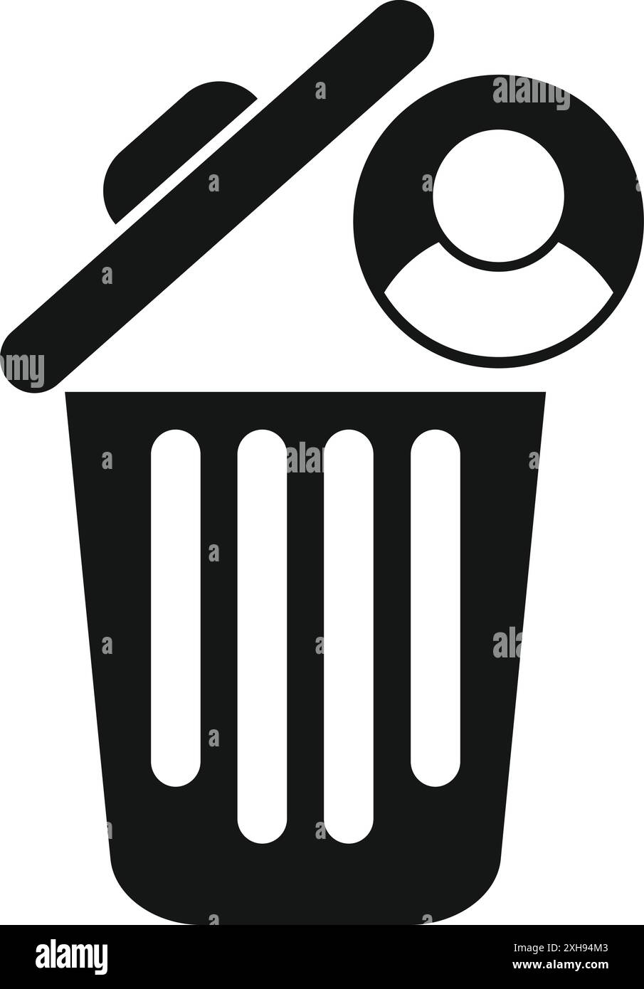 Trash bin with person icon representing account deletion concept Stock ...