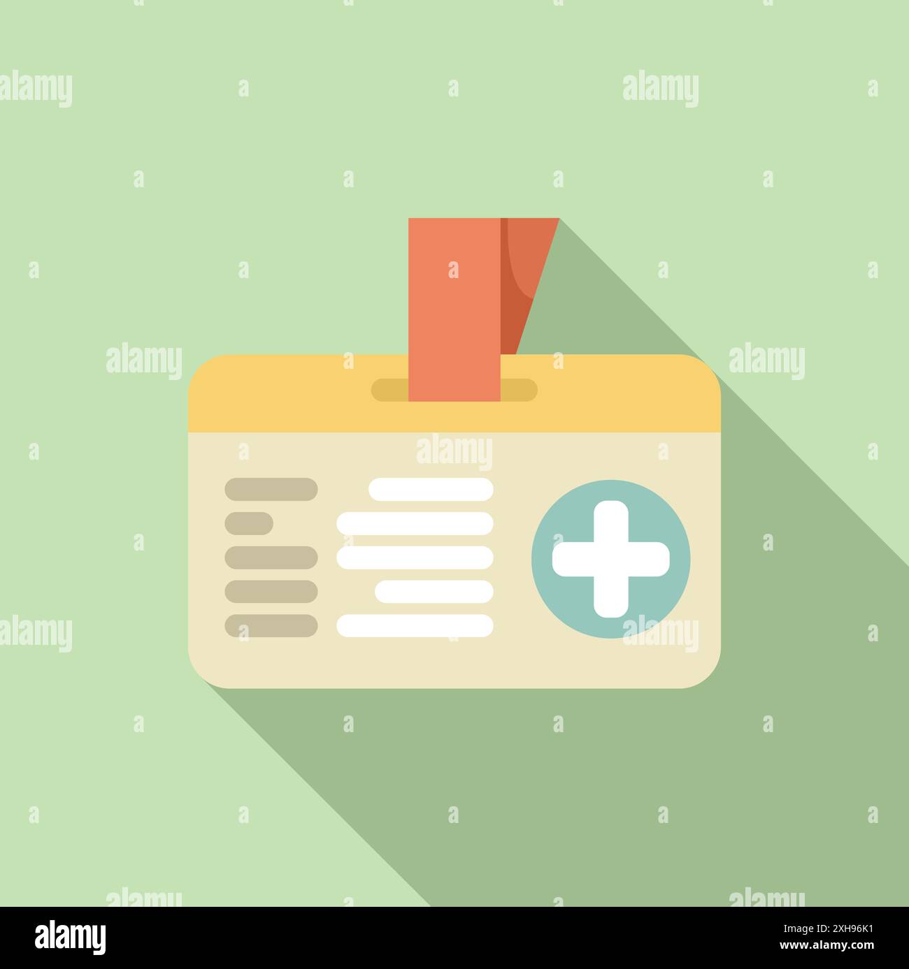 Medical id card hanging with red ribbon showing cross symbol for ...