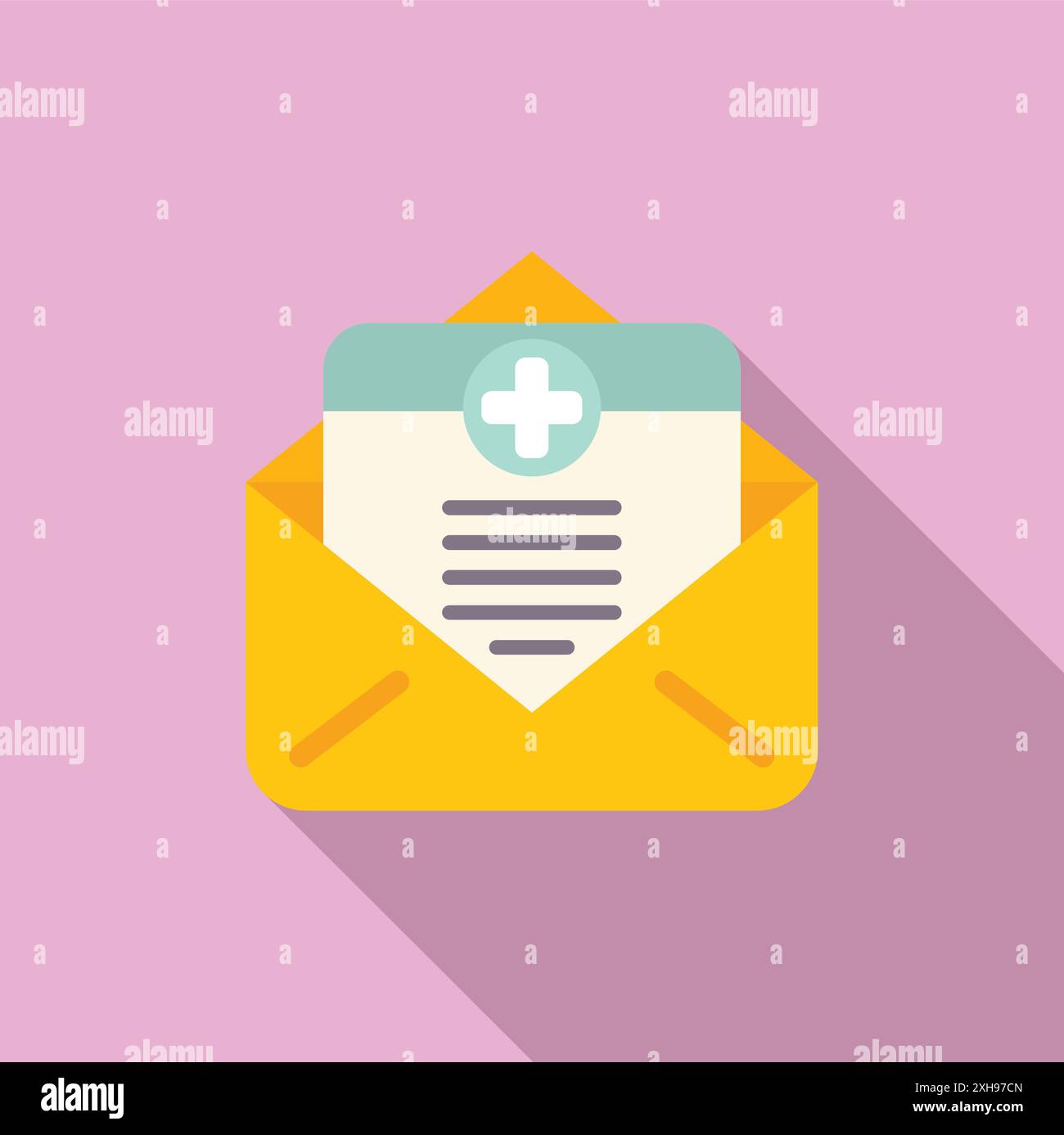 Open yellow envelope containing medical document with cross symbol ... Open yellow envelope containing medical document with cross symbol ...