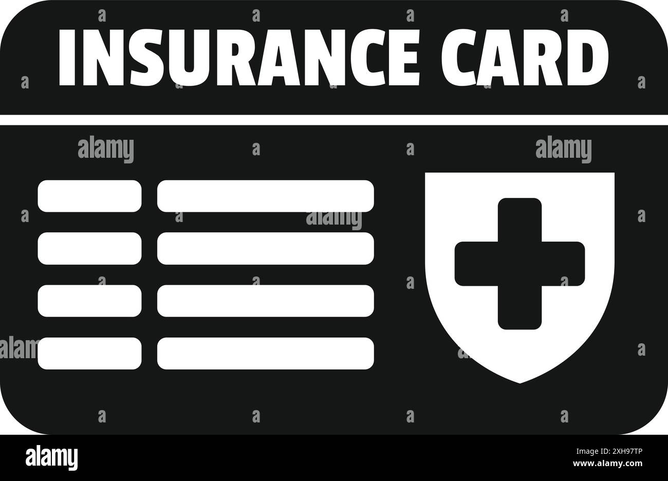 Black and white insurance card icon representing health coverage and ...