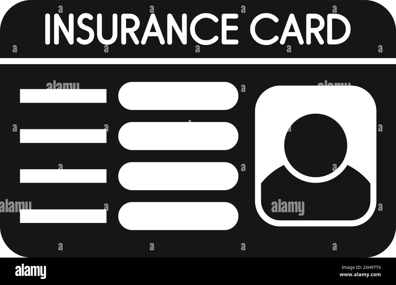 Simple icon representing an insurance card guaranteeing health coverage ...