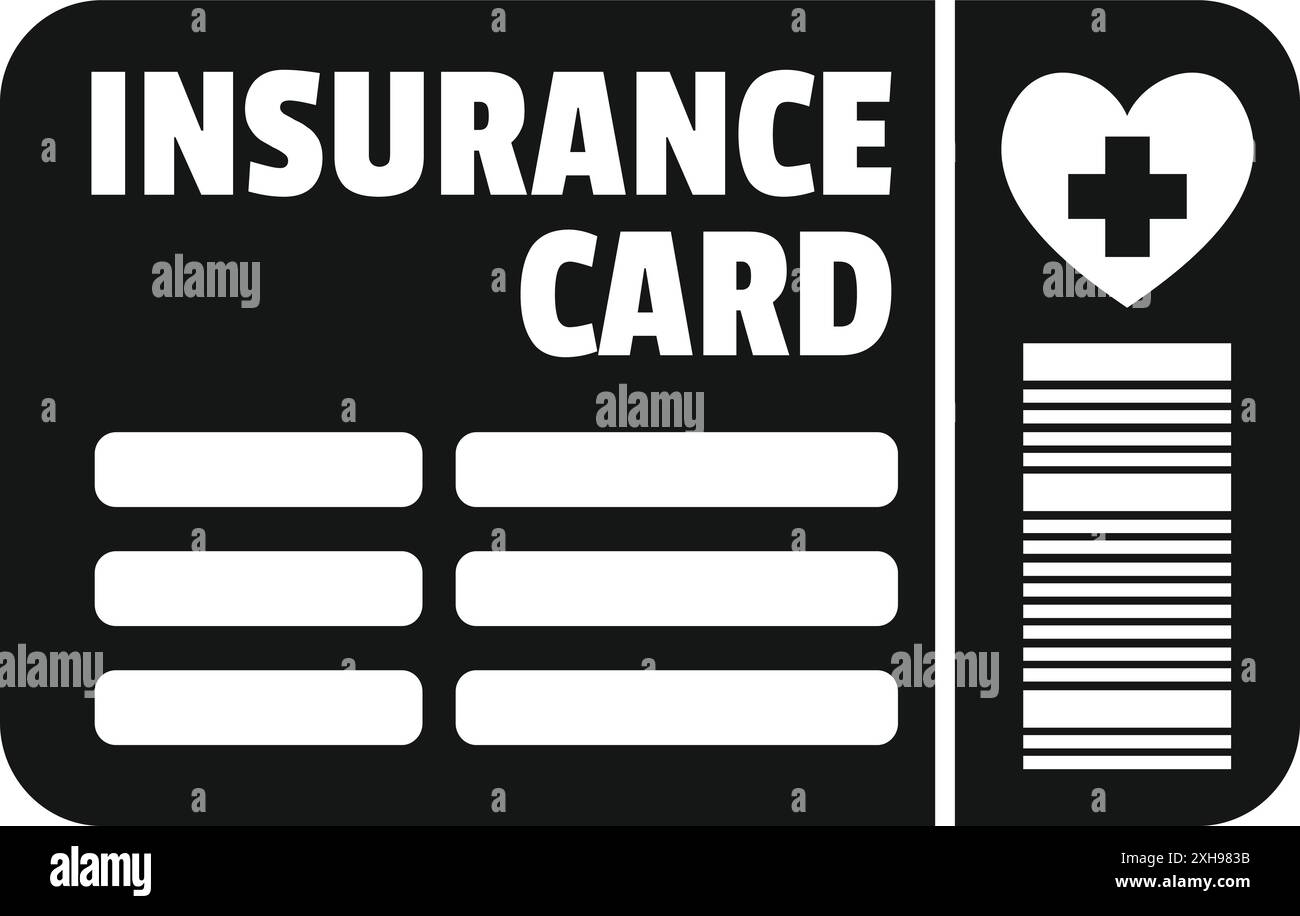 Black and white icon representing an insurance card guaranteeing ...