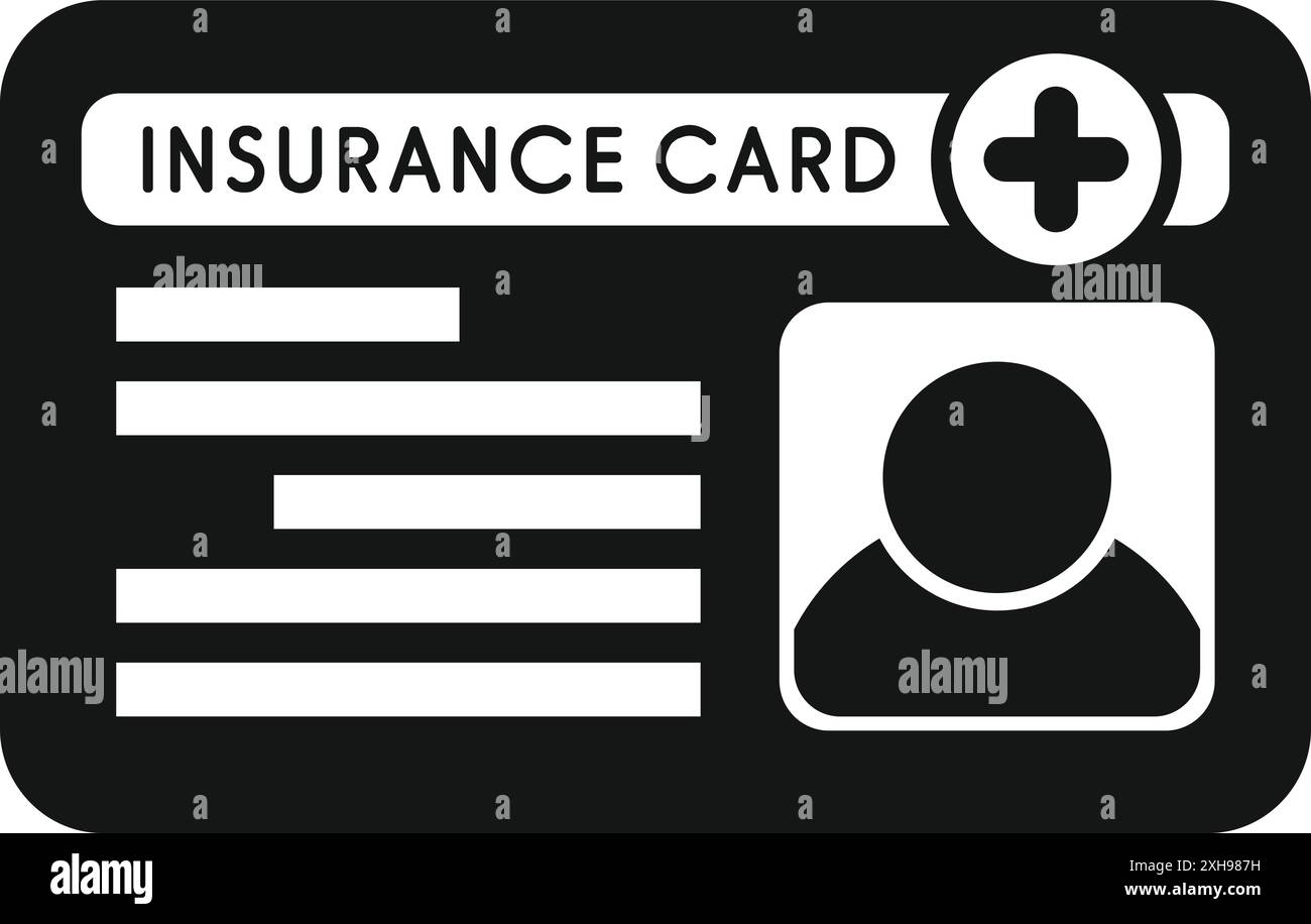 Simple black glyph icon representing an insurance card, showing the ...