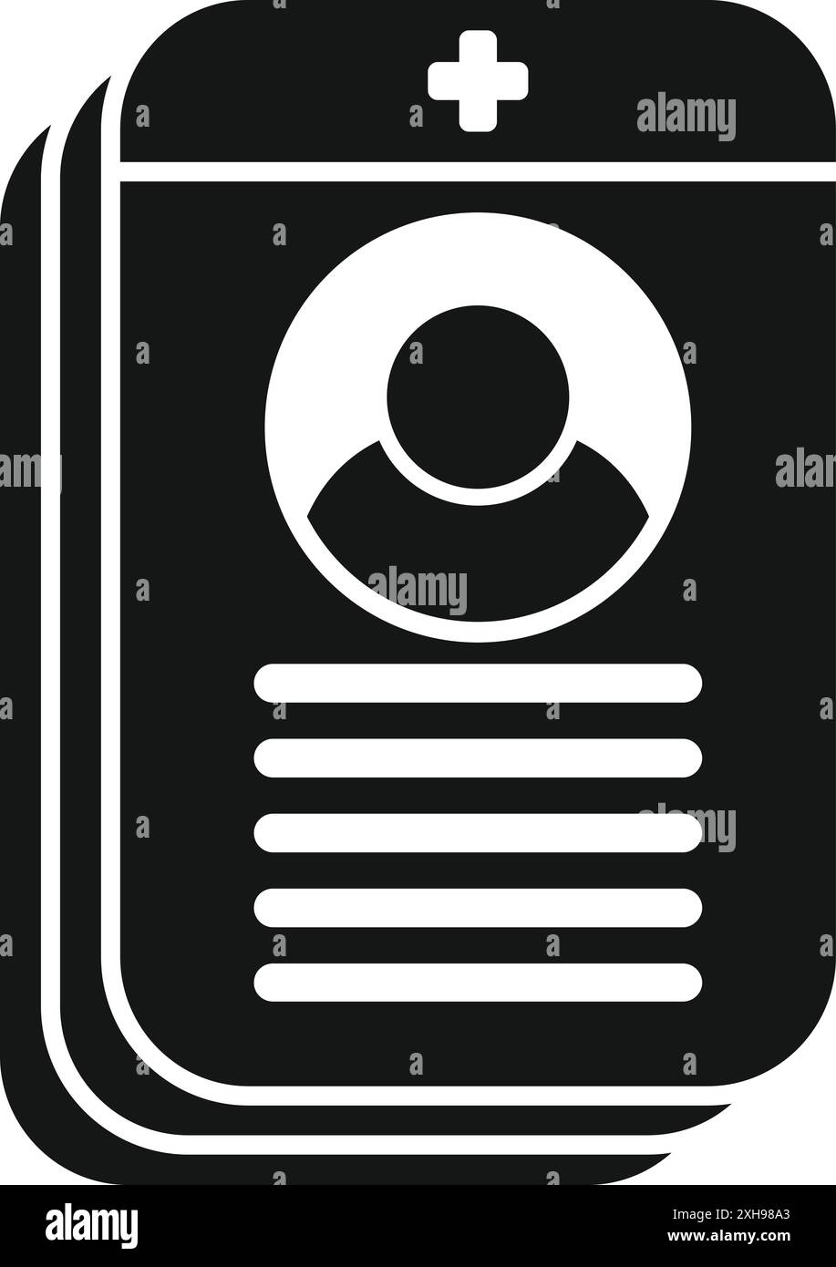 Black glyph icon representing a stack of medical records, each ...