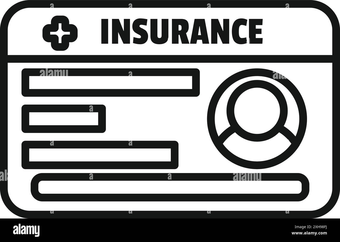 Simple line art icon of a medical insurance card showing health ...