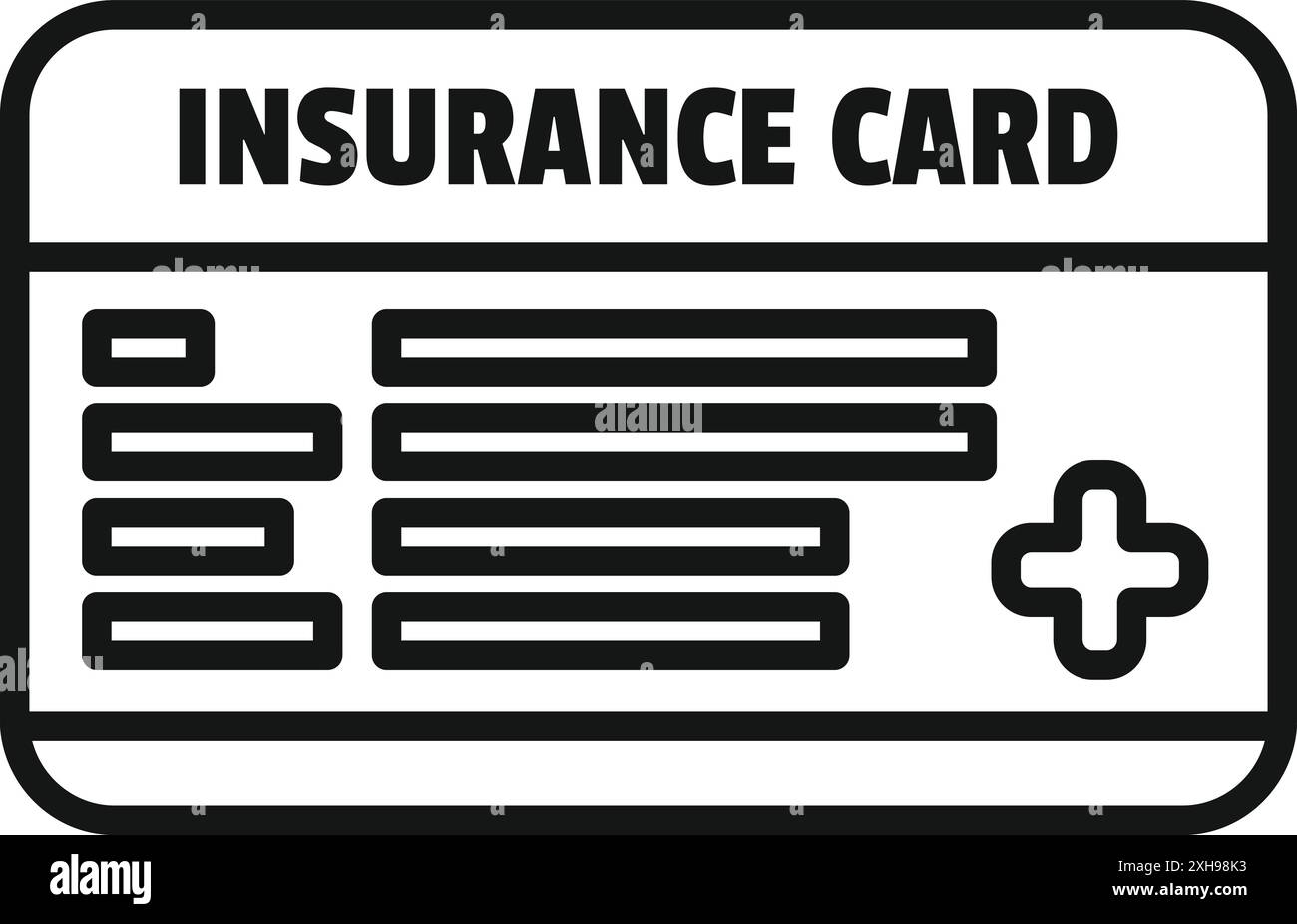 Simple line icon representing an insurance card for medical coverage ...