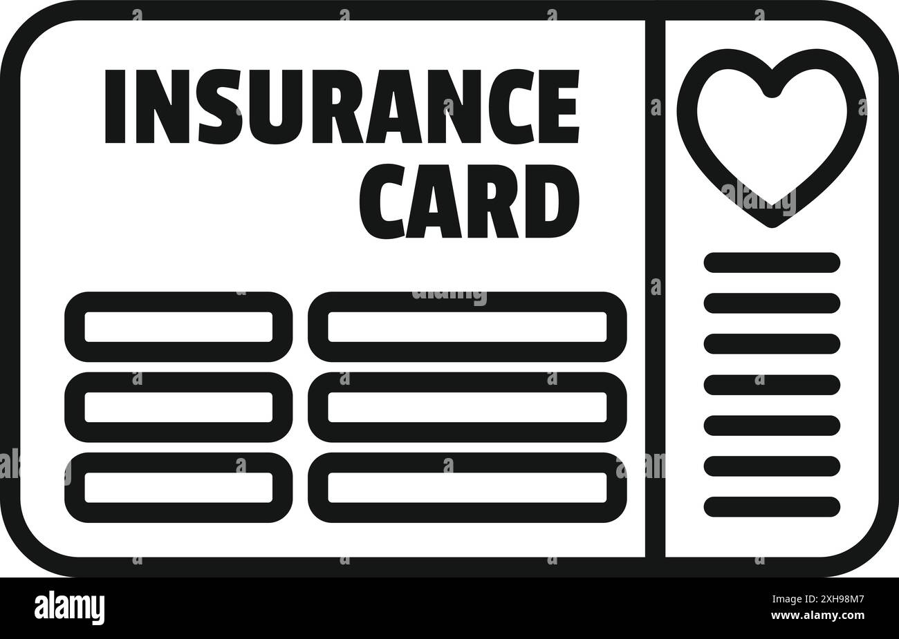 Simple black and white icon of an insurance card, perfect for ...