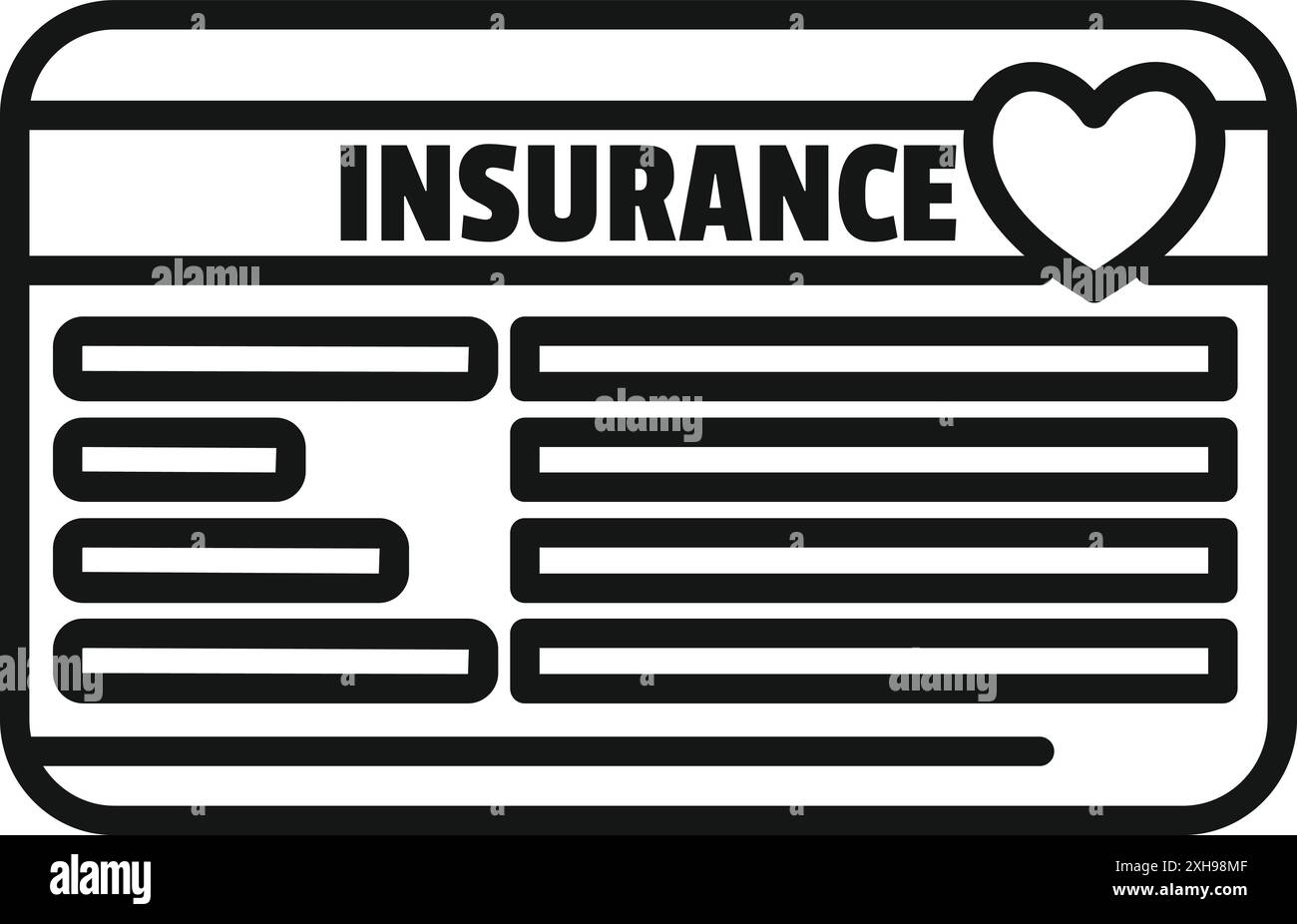 Black outline icon representing an insurance policy providing love and ...