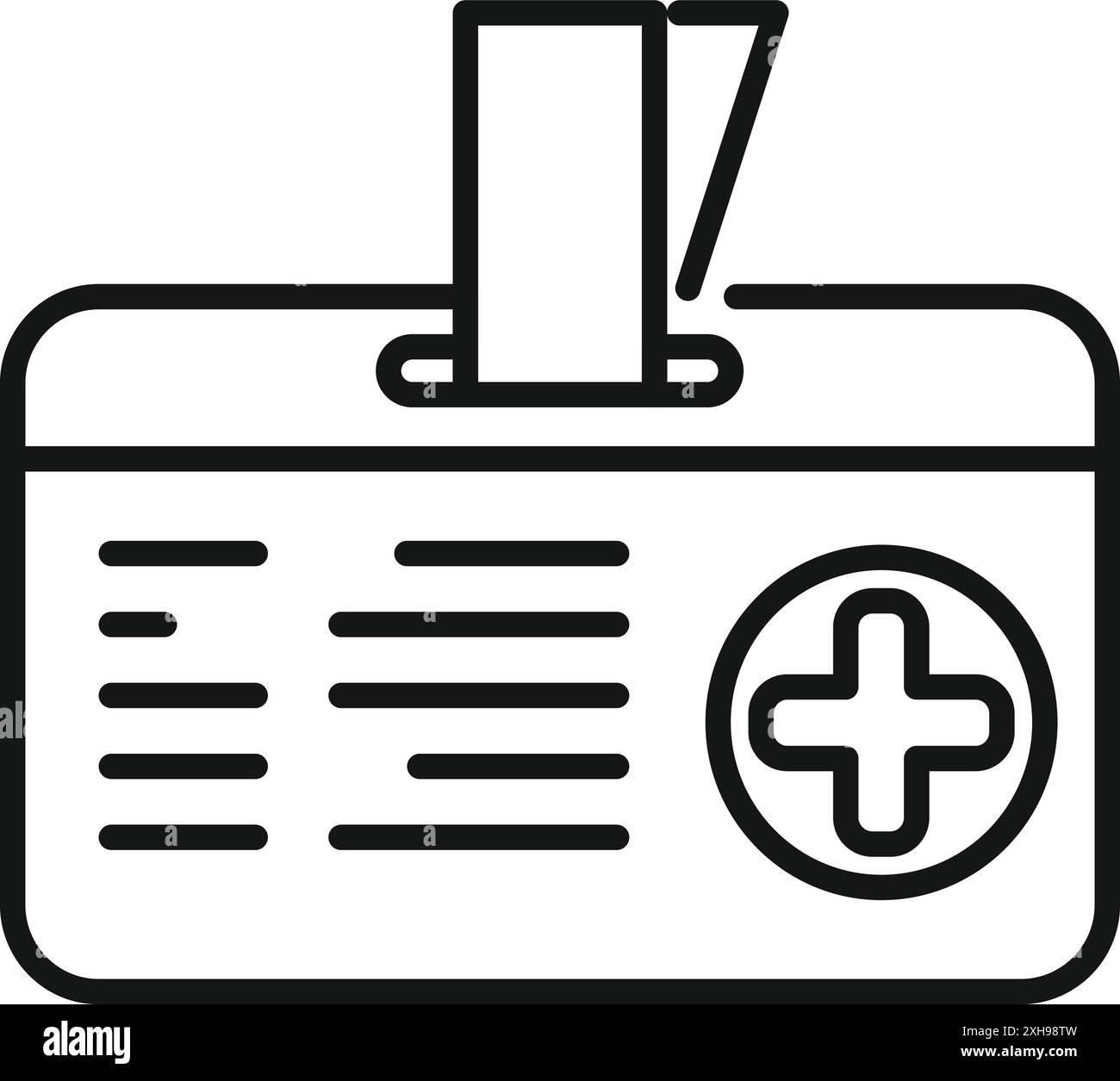 Line icon representing a medical id card, typically used by healthcare ...