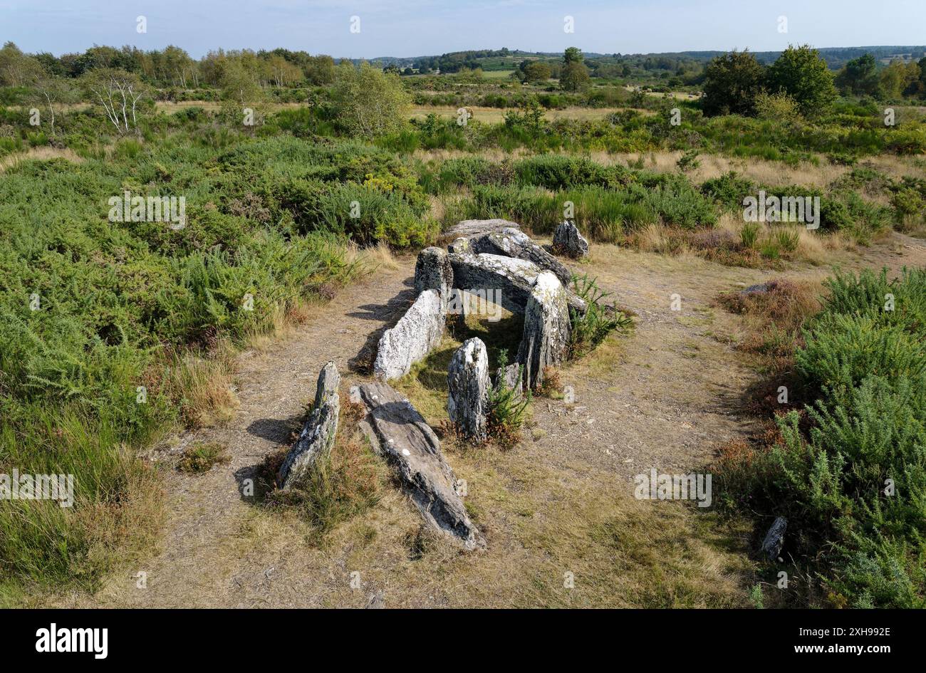 Landes de Cojoux, Saint-Just, Brittany, France. The prehistoric barrow ...