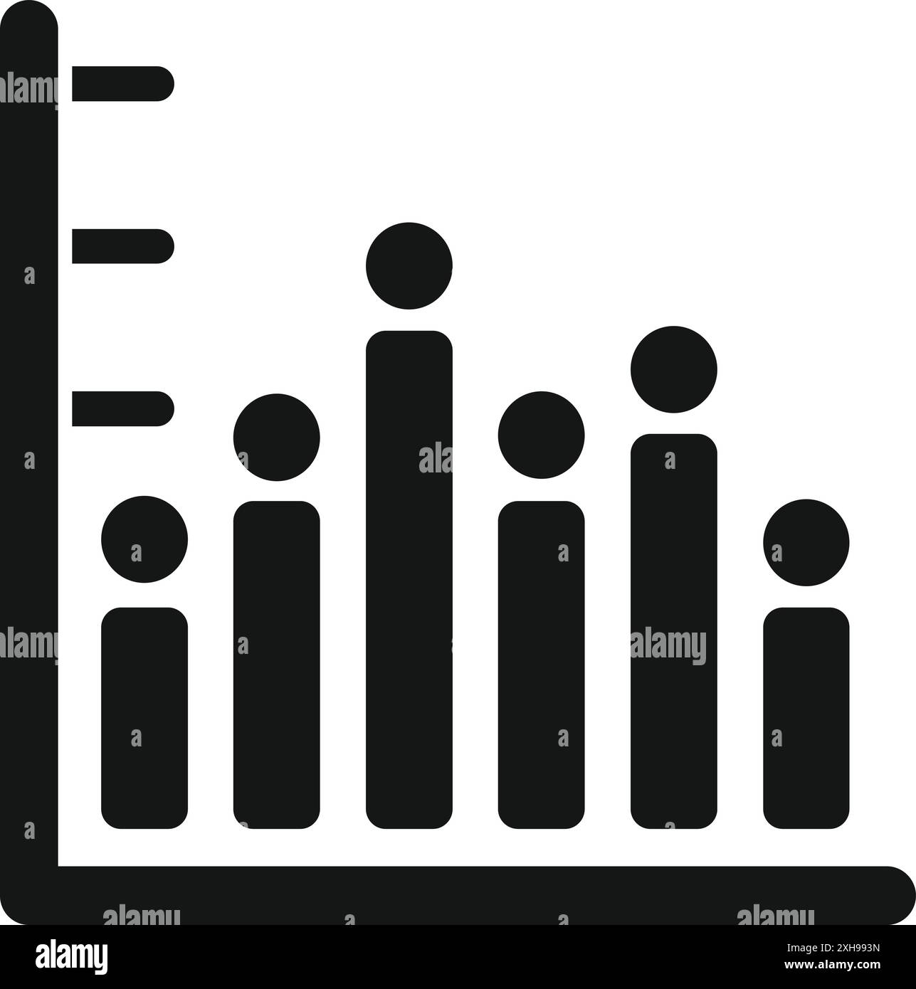 Black and white icon of a statistical chart representing unemployed ...