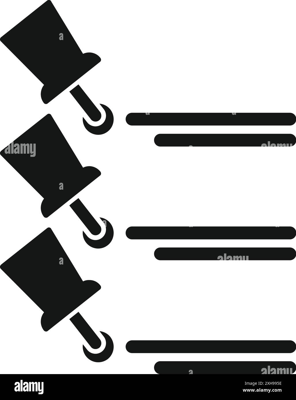 Black push pins attaching blank notes, symbolizing important reminders ...