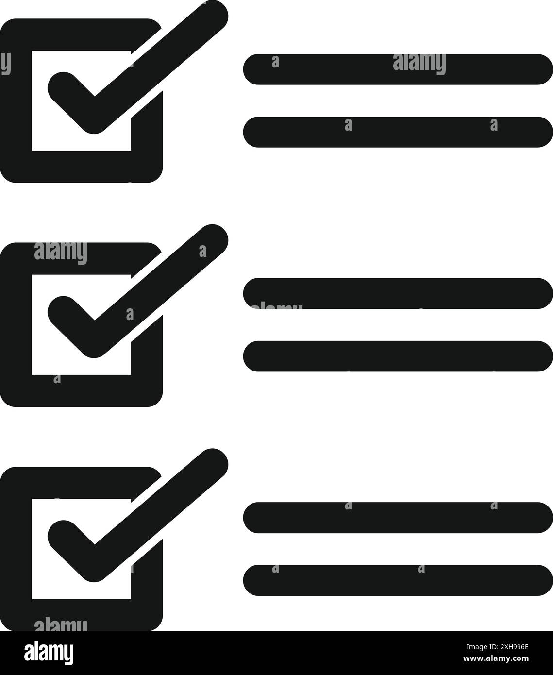 Simple icon of a checklist showing three tasks or items ticked as ... Simple icon of a checklist showing three tasks or items ticked as ...