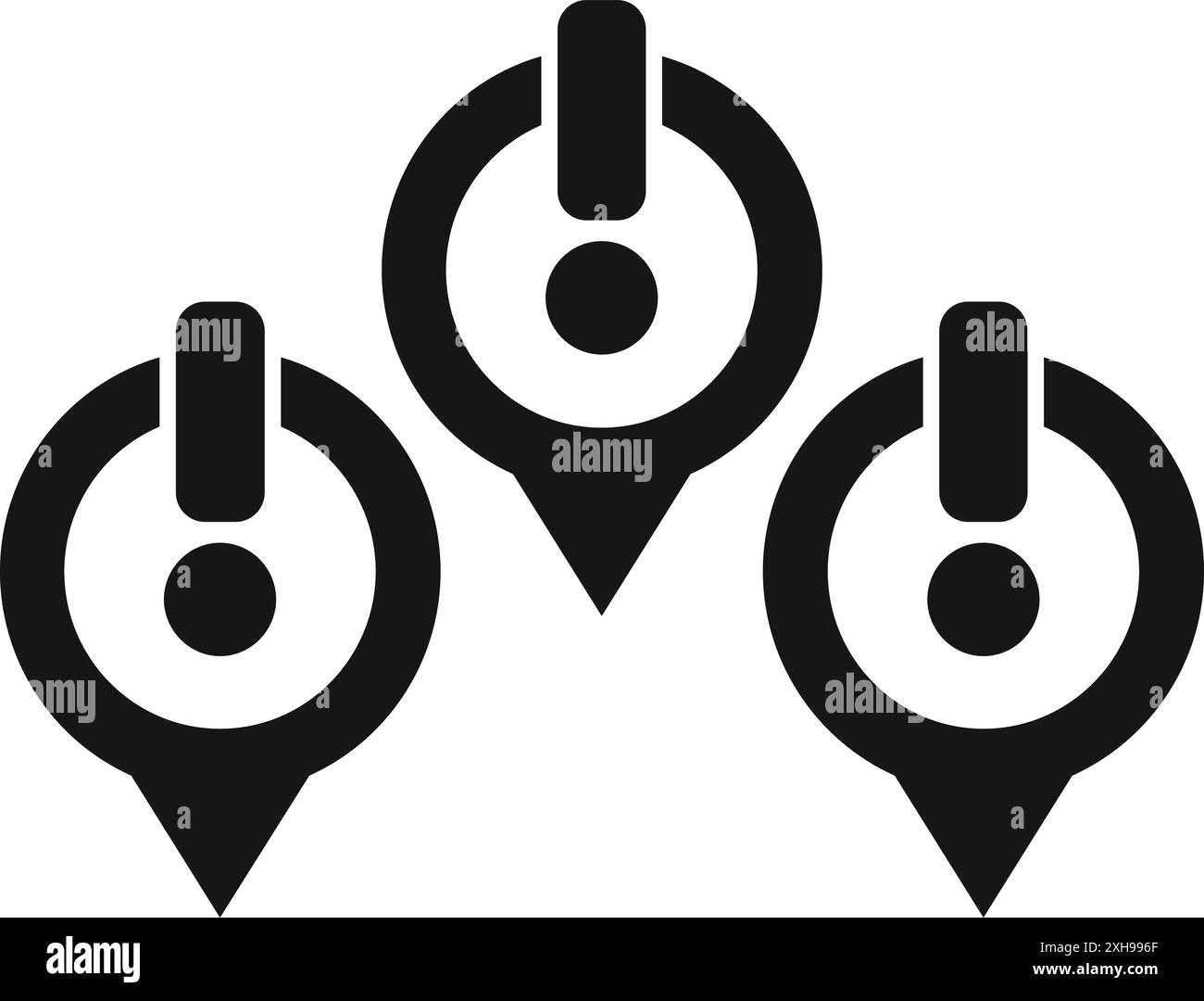 Black gps pointer icon indicating location with exclamation mark ...