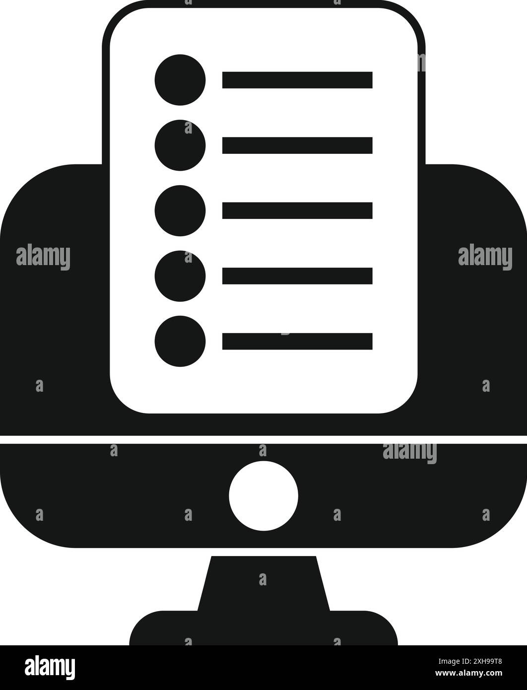 Black and white icon of a desktop computer displaying an online survey ...