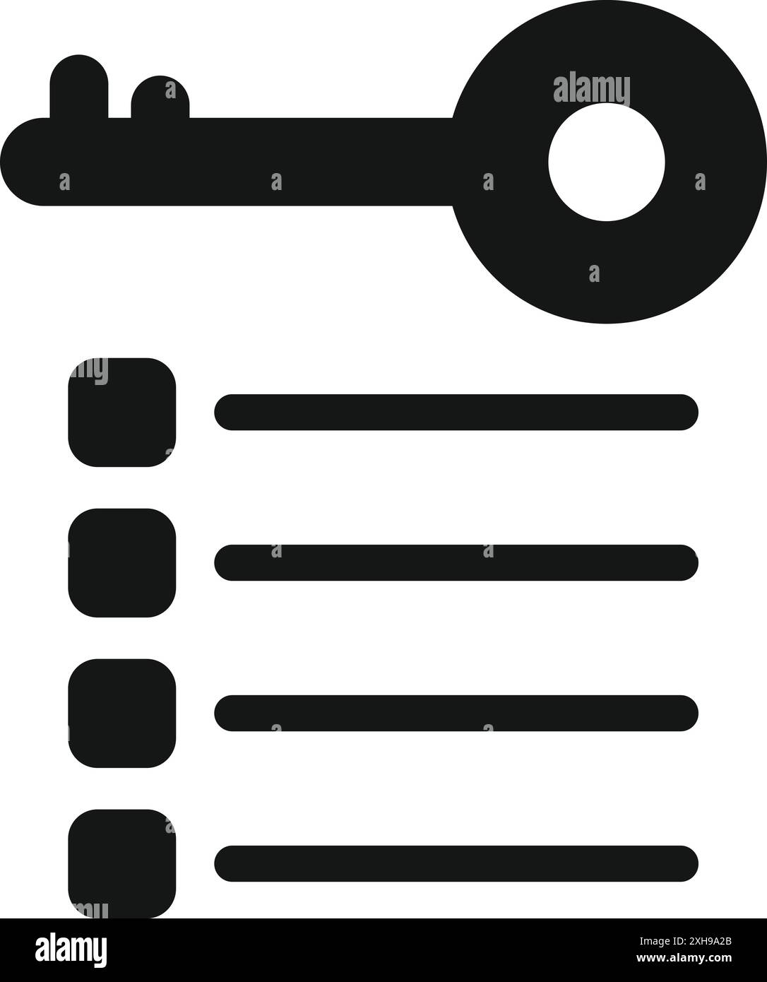 Key unlocking multiple checkboxes on a checklist, symbolizing problem ... Key unlocking multiple checkboxes on a checklist, symbolizing problem ...