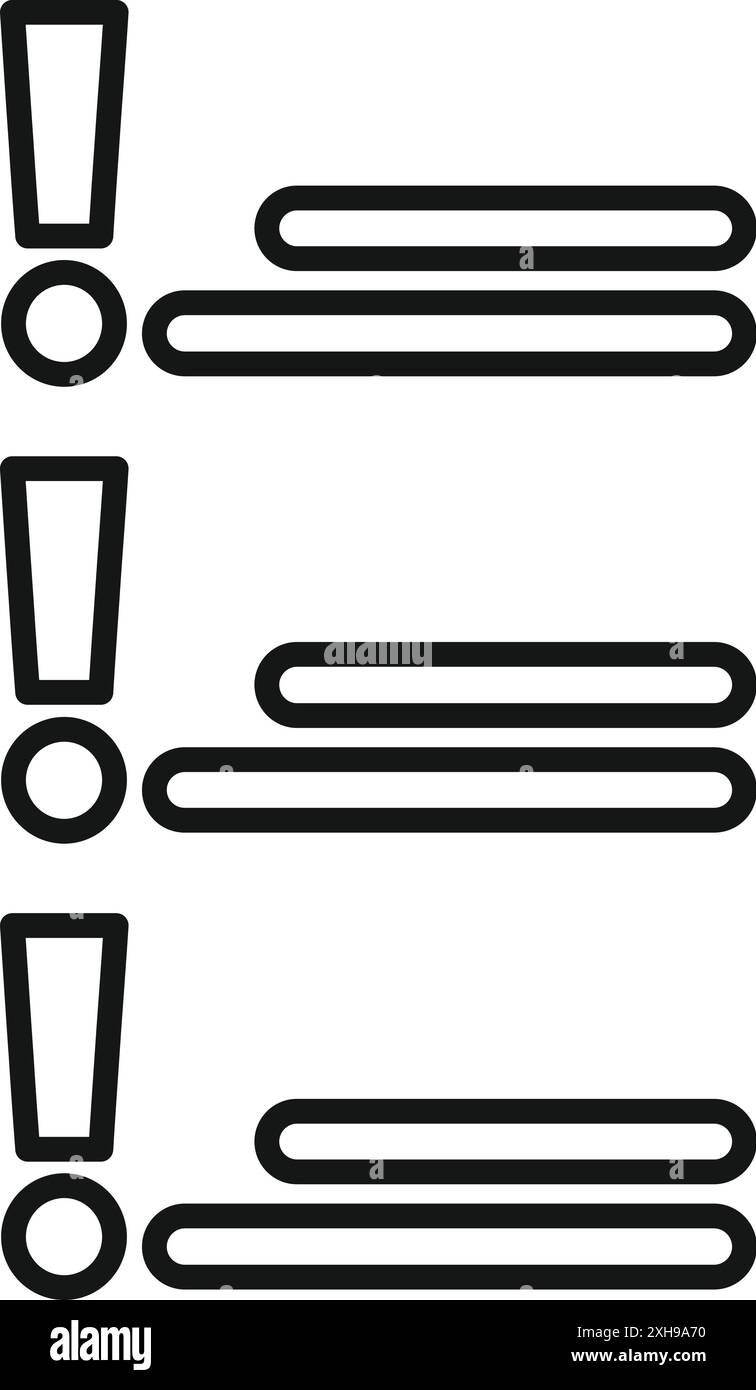 Black and white icon of three exclamation marks alerting about important messages Stock Vector ...