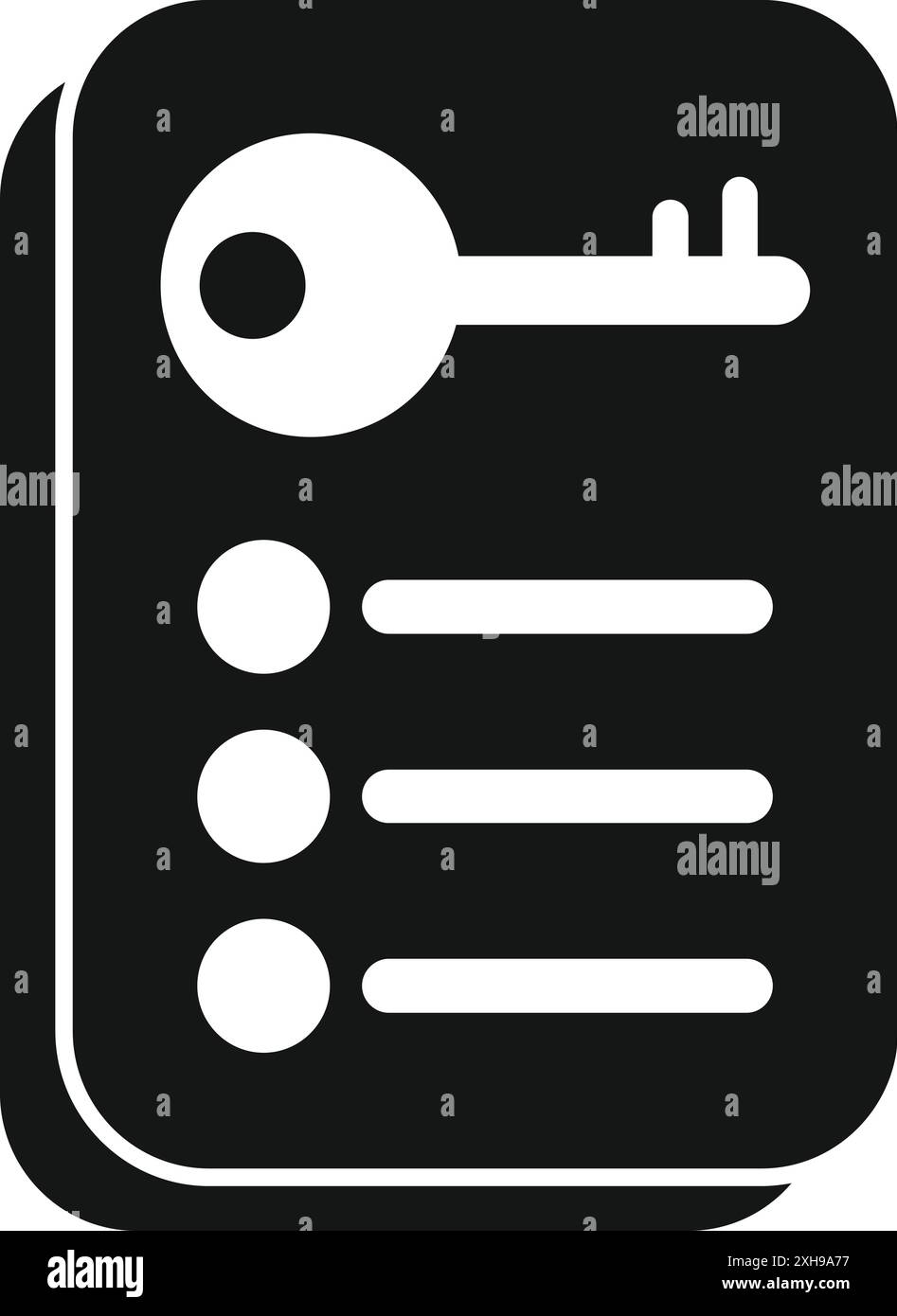 Black icon of a keycard showing a list of access points for a secure ...