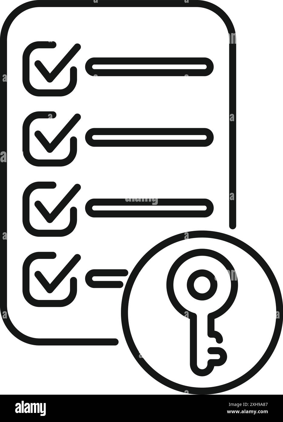 Line art illustration of a key performance indicator checklist with a ...
