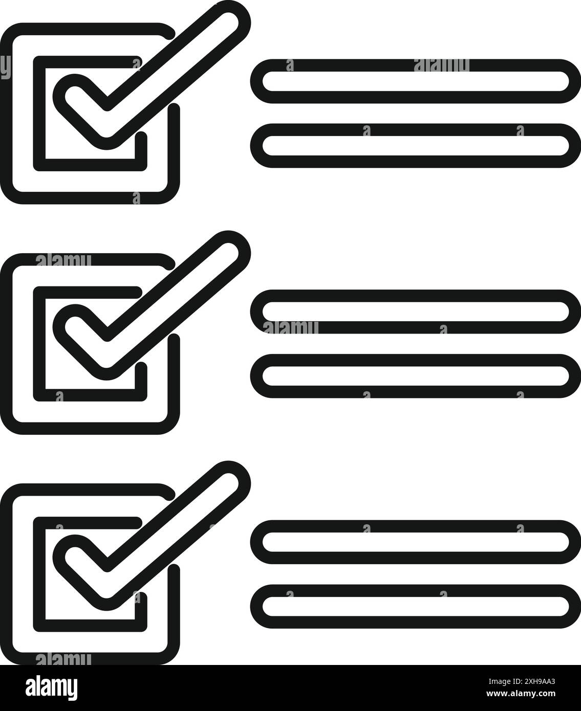 Linear icon set of check marks in boxes indicating completing tasks Stock Vector Image & Art - Alamy