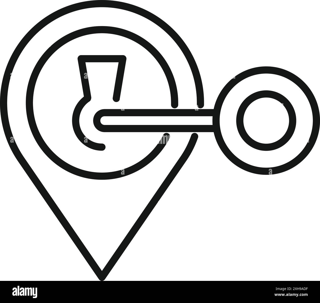 Line icon of a speedometer with a keyhole inside a location pin ...