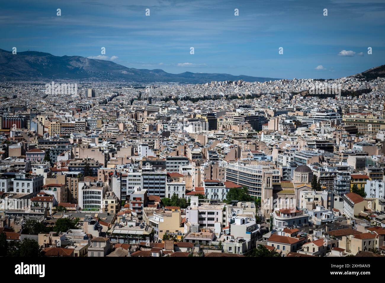 View of modern Athens from the ancient Acropolis, Athens, Greece Stock ...