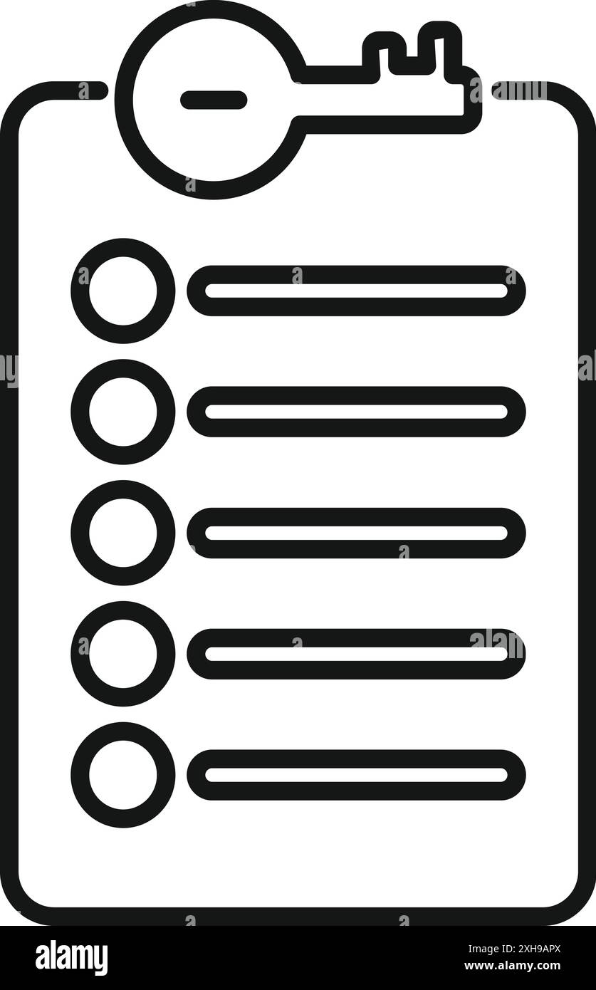 Line Icon Of A Key Unlocking A Clipboard With A Checklist Symbolizing