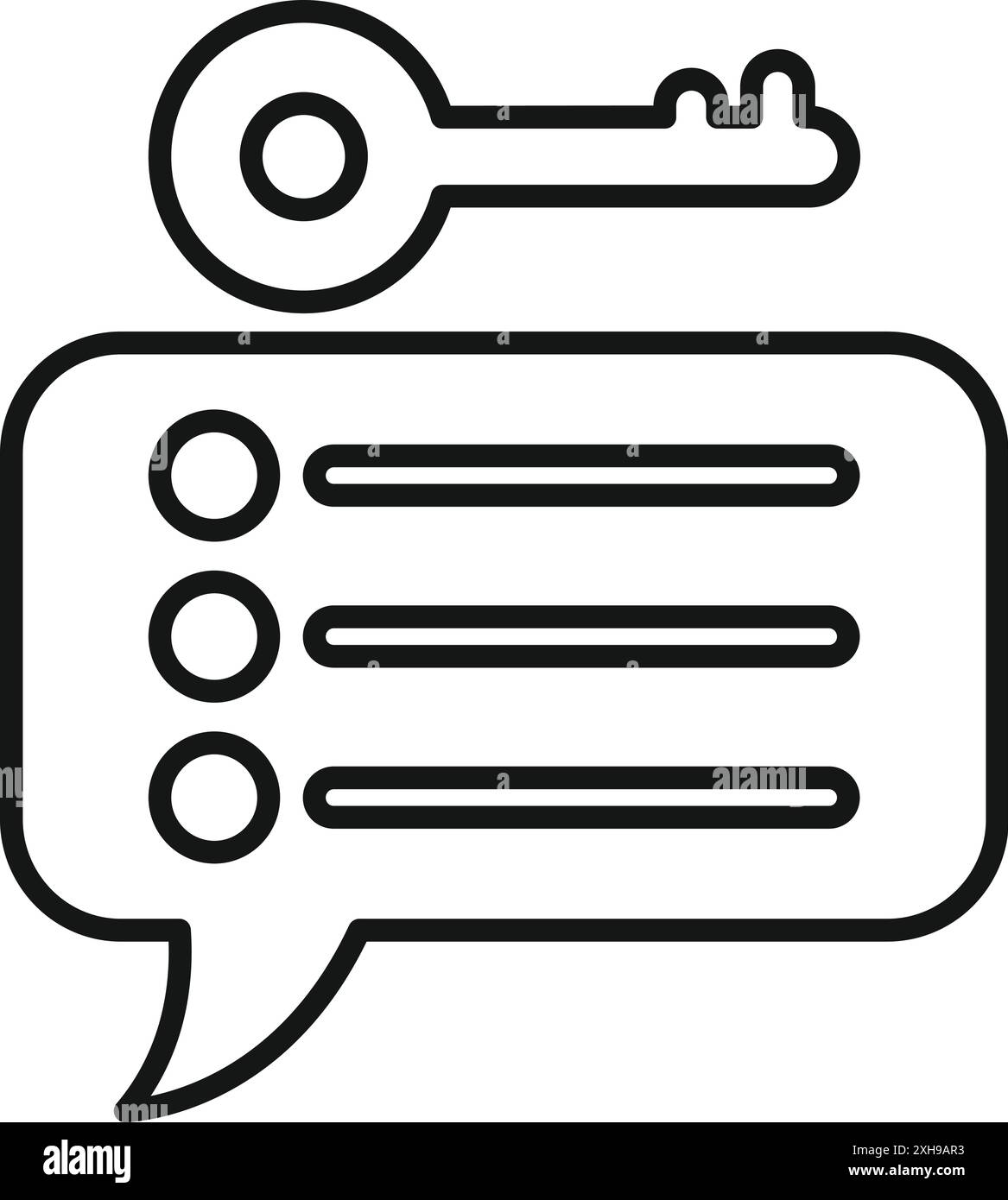 Key unlocking a speech bubble, symbolizing secure and encrypted ...