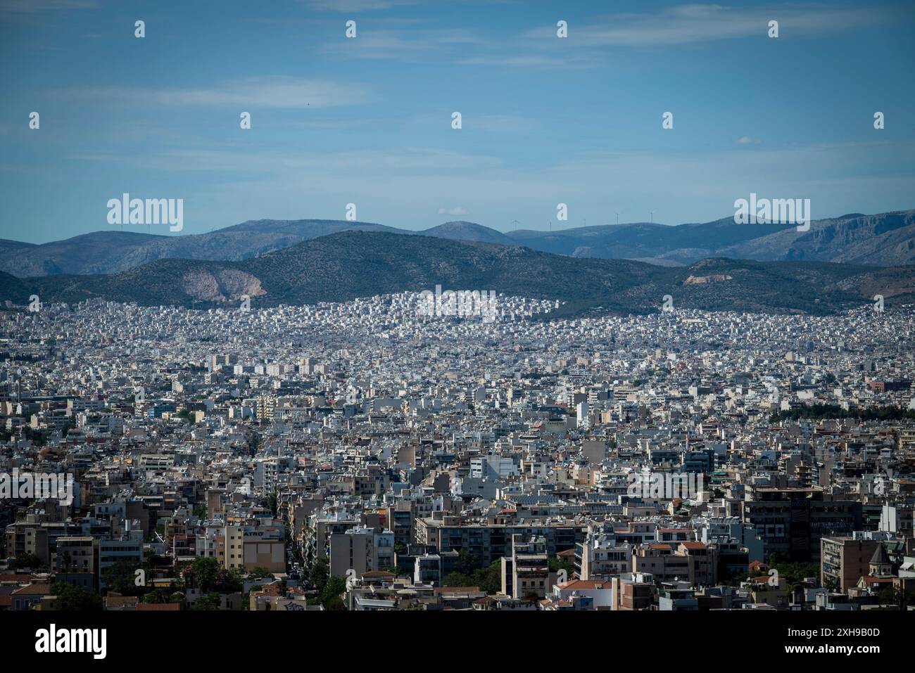 View of modern Athens from the ancient Acropolis, Athens, Greece Stock ...
