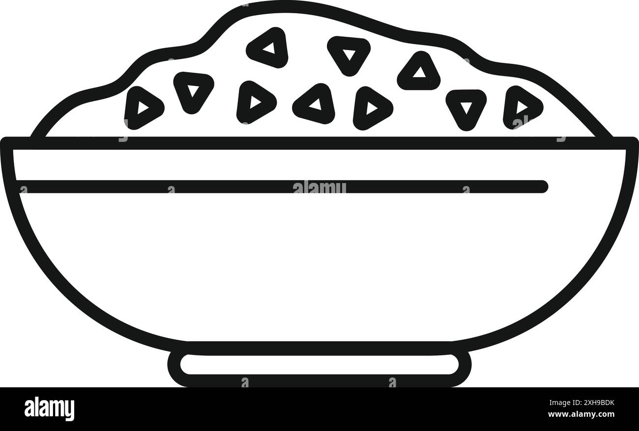 Simple line drawing of a bowl full of crumbs, perfect for representing ...