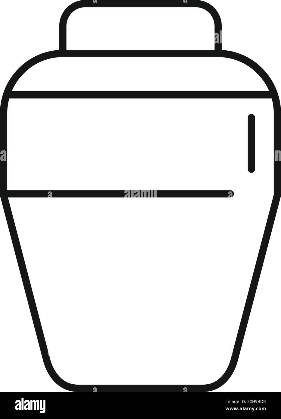Simple black and white line art depicting a cremation urn with a lid ...