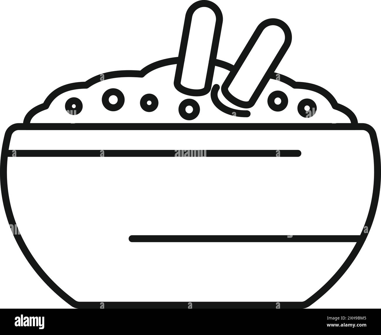 Simple line drawing of a bowl of hummus with two breadsticks, perfect ...