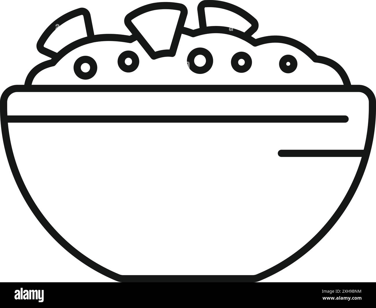 Simple line drawing of a bowl full of food, containing vegetables and ...