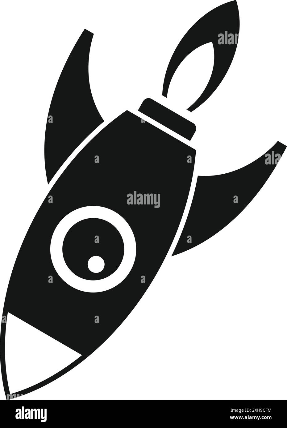 Black silhouette of a rocket flying up, leaving a trail of fire Stock ...