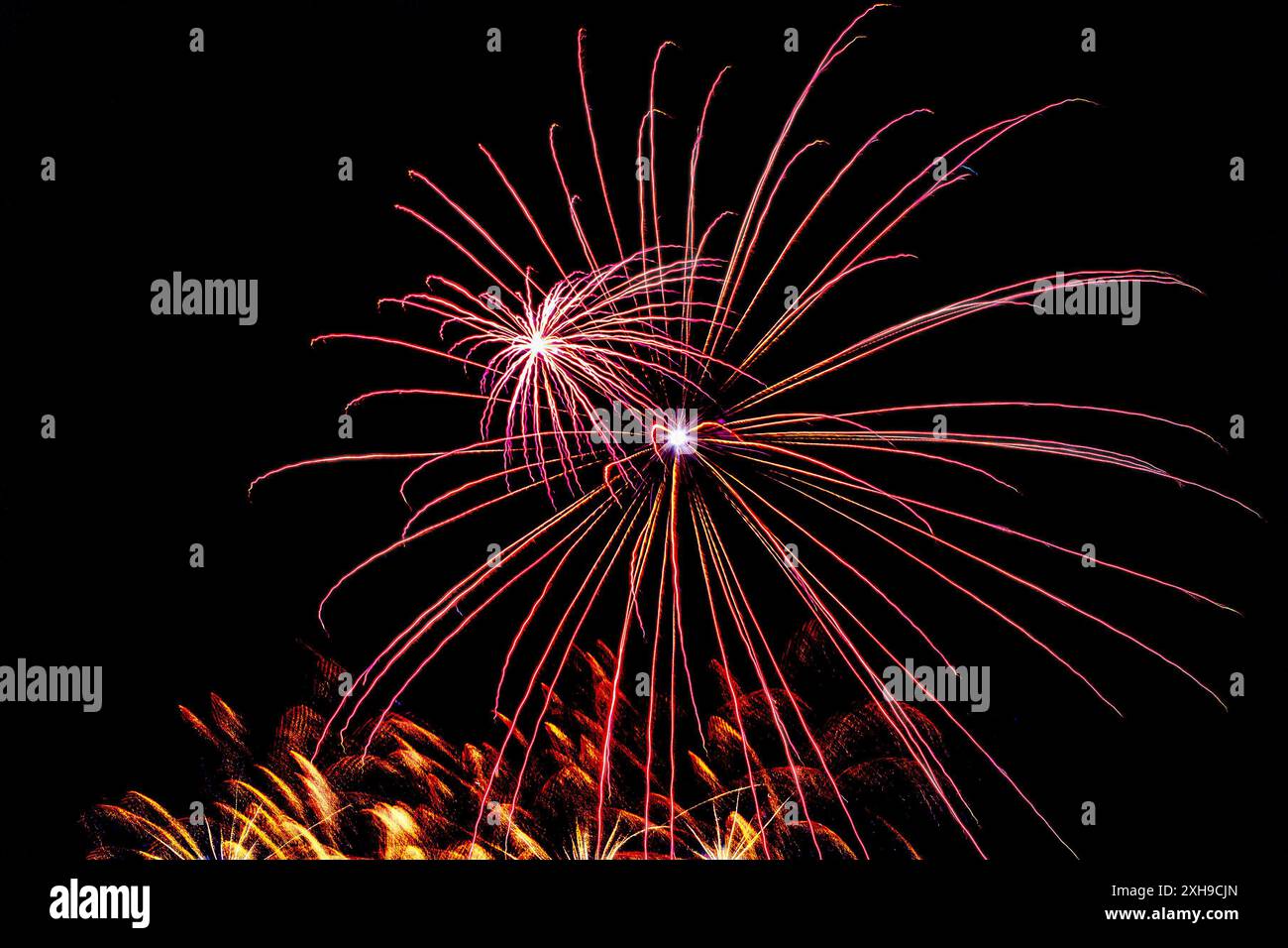 Colourful firework display celebrating Guy Fawkes night in London Stock ...