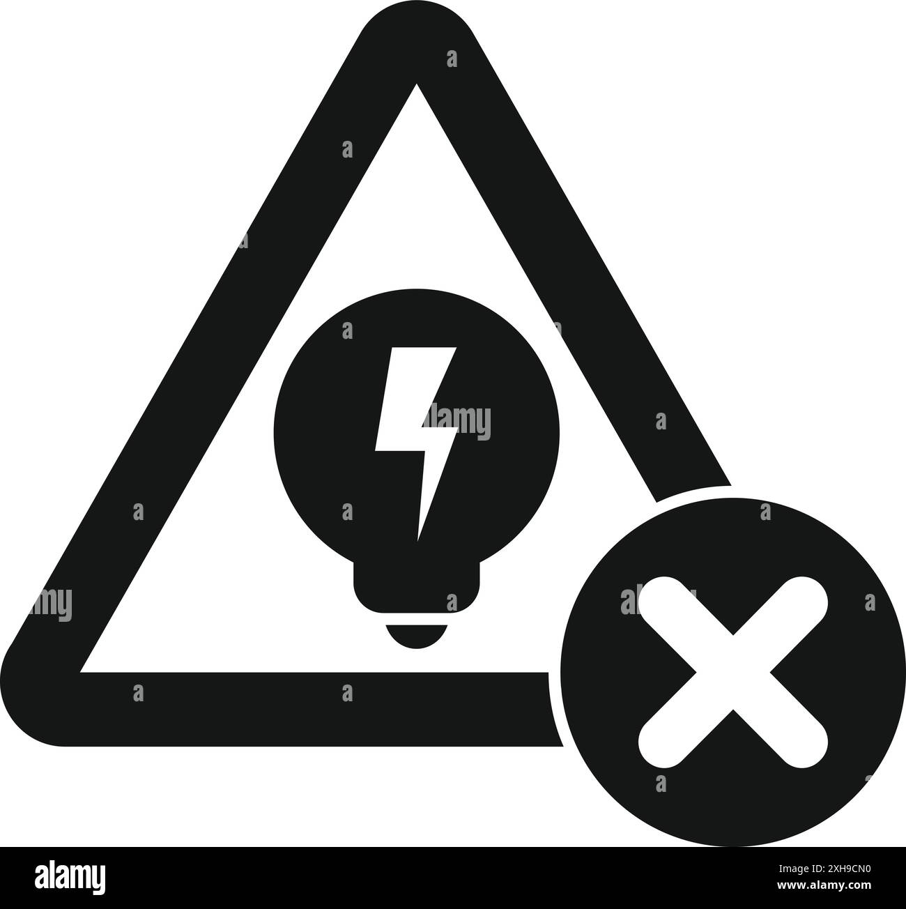 Black and white no electricity symbol depicting a light bulb containing ...