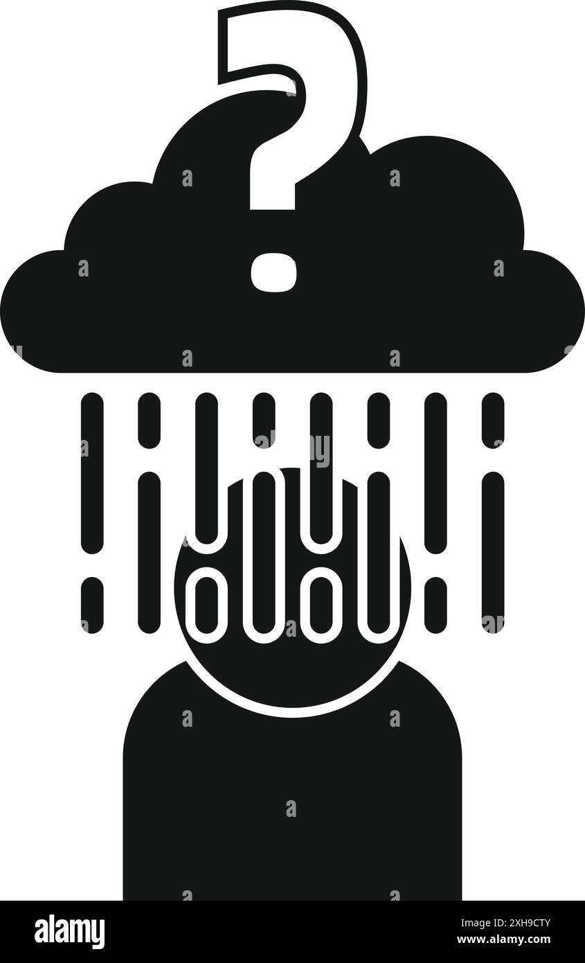 Stylized person is having information overload with data raining down ...