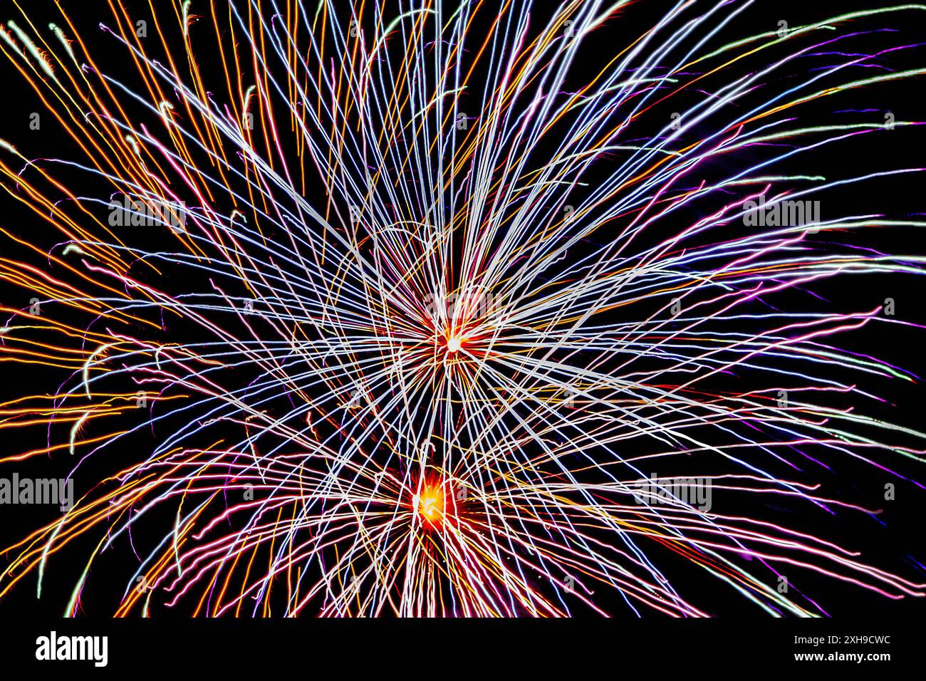 Colourful firework display celebrating Guy Fawkes night in London Stock ...