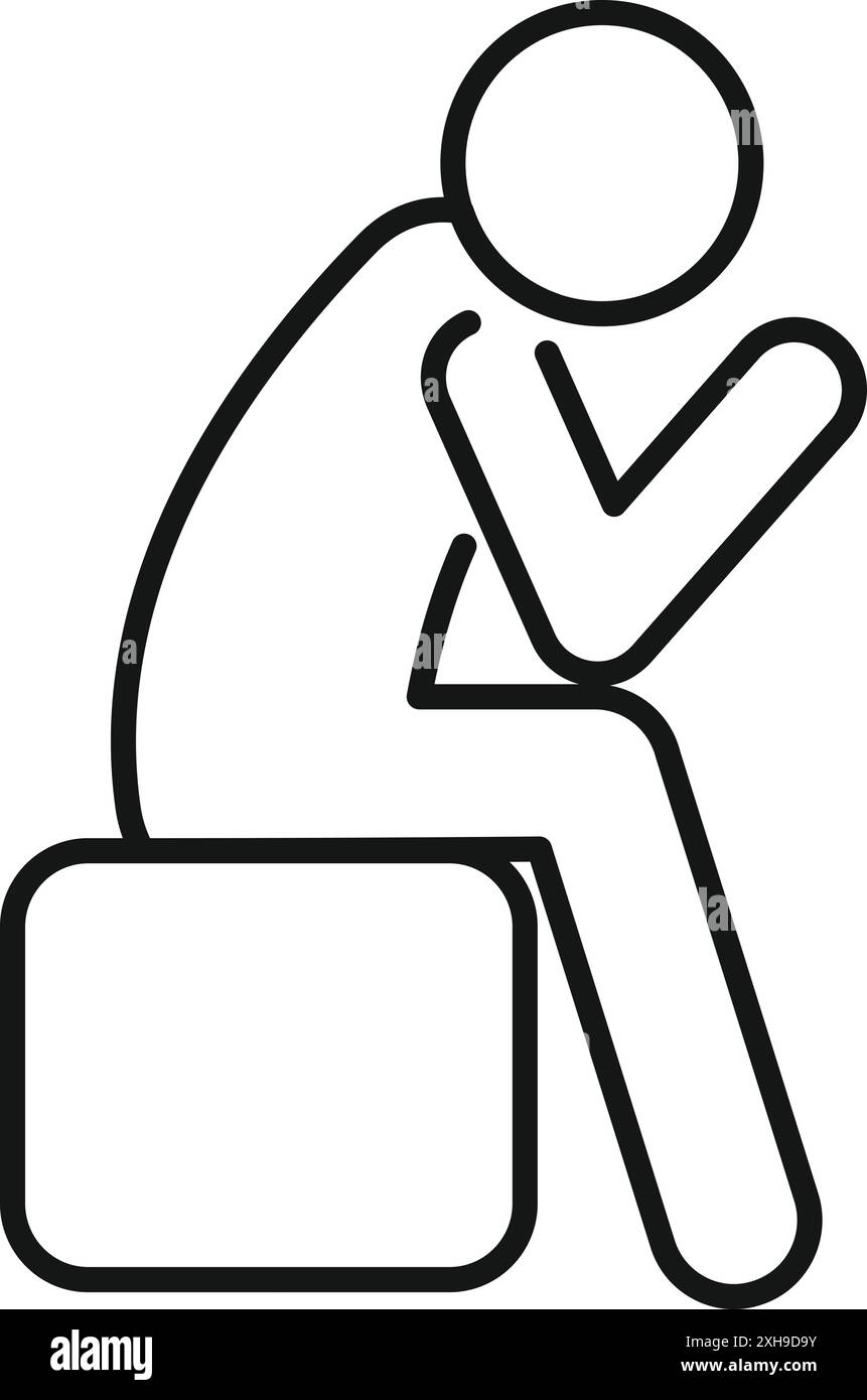 Simple stylized line drawing of a person sitting and thinking Stock ...