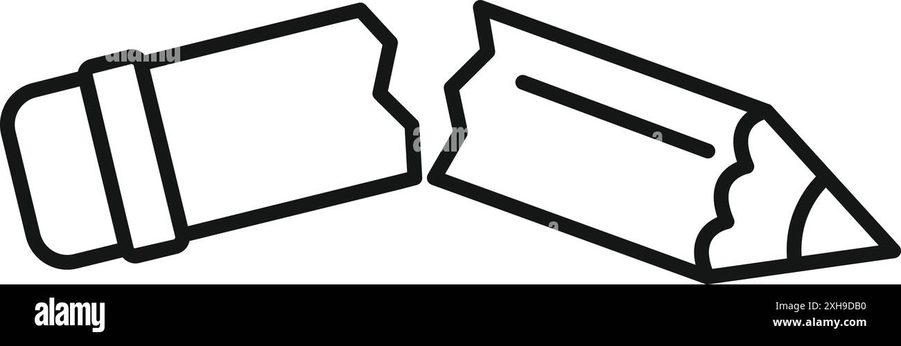 Simple line art icon of a broken pencil symbolizing writer's block ...