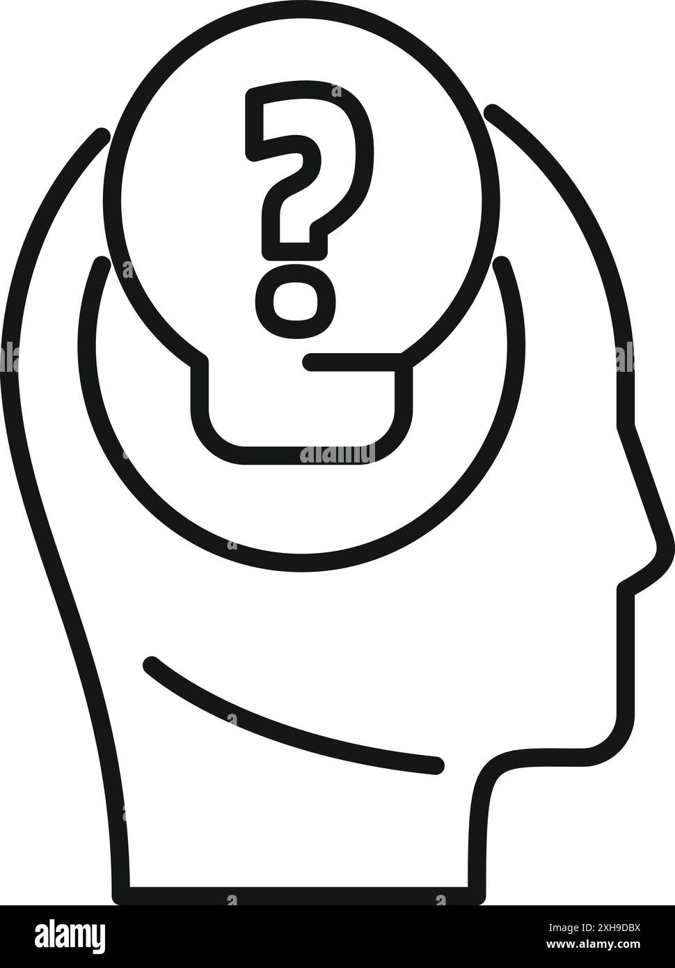 Minimalist illustration of a thinking process with a human head ...
