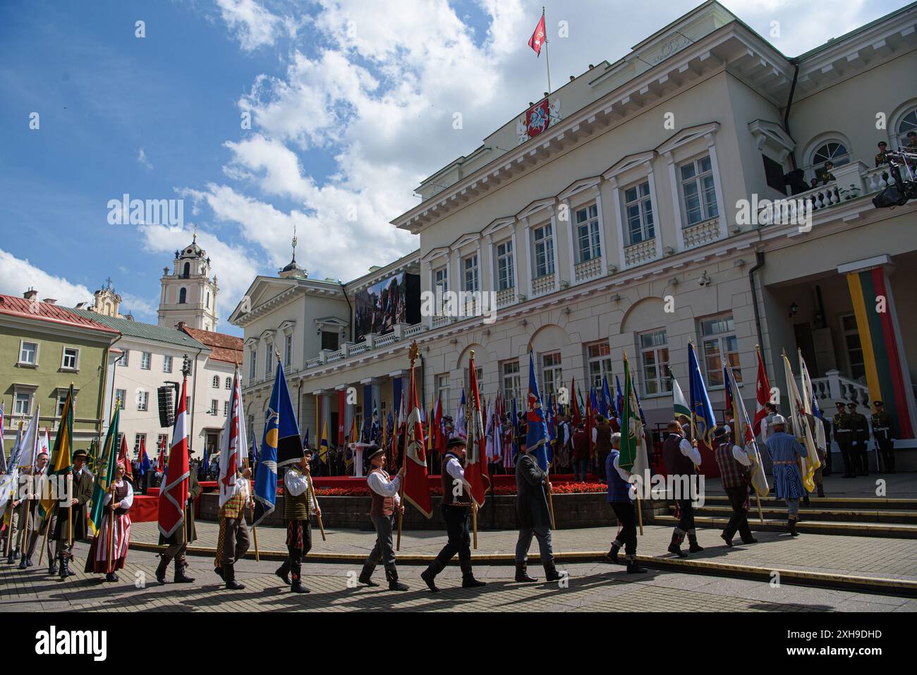 Vilnius, Lithuania. 12th July, 2024. Over 150 flag bearers carry flags ...